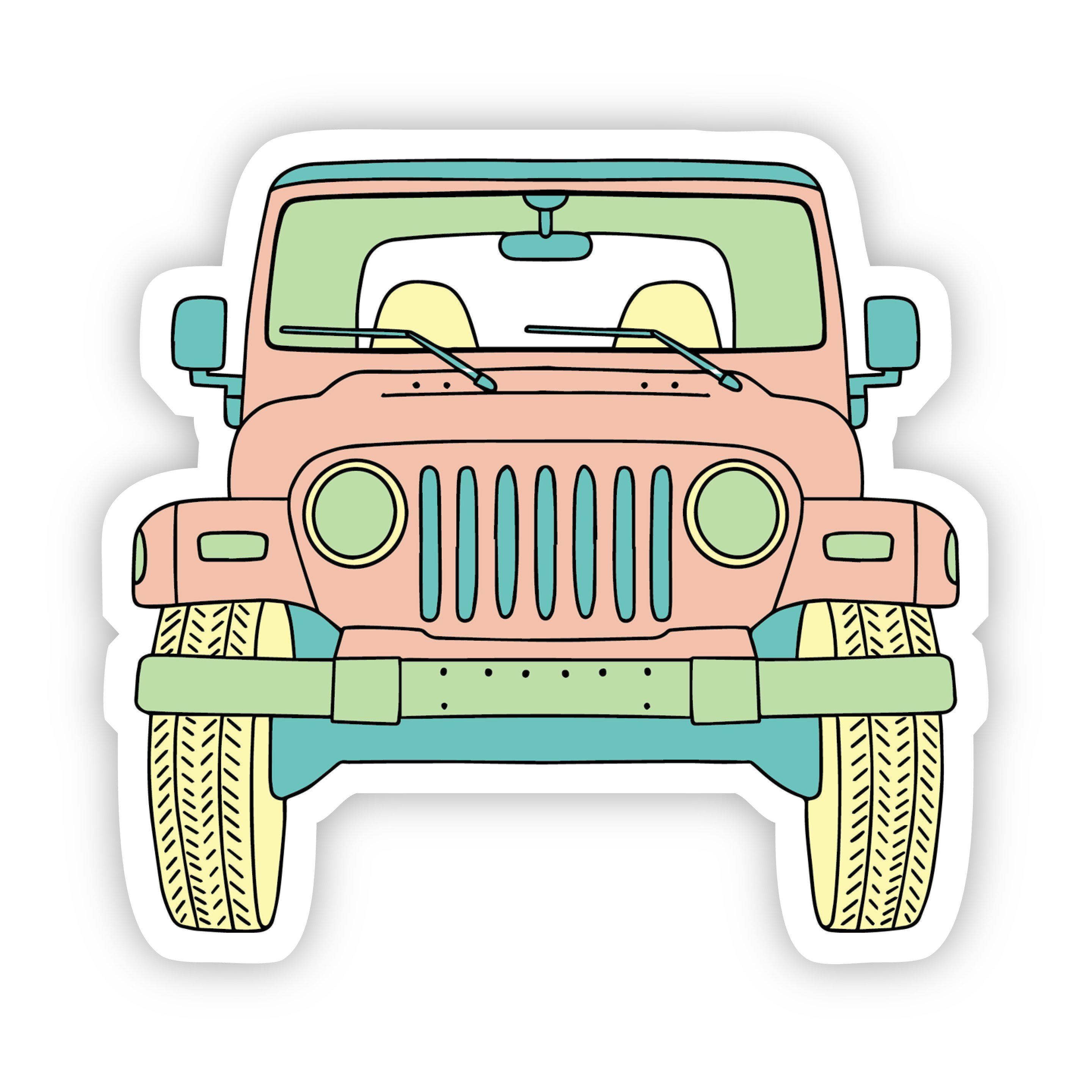Multicolor Jeep Front Aesthetic Sticker | The Wander Brand